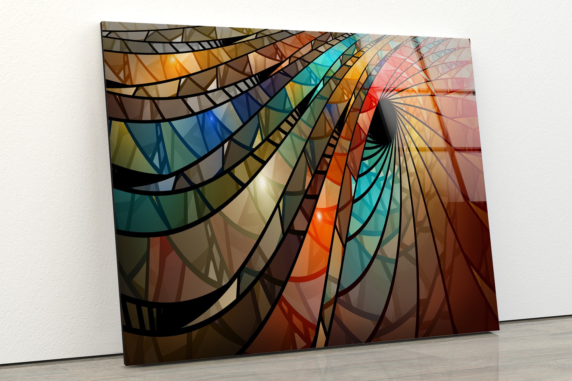 Abstract Glass Wall Art Mega Size Glass Wall Decor Office Etsy