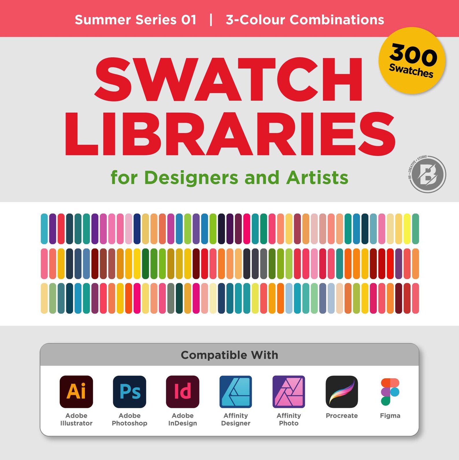 Summer Theme Colour Palette Swatch Libraries for Illustrator, Photoshop ...