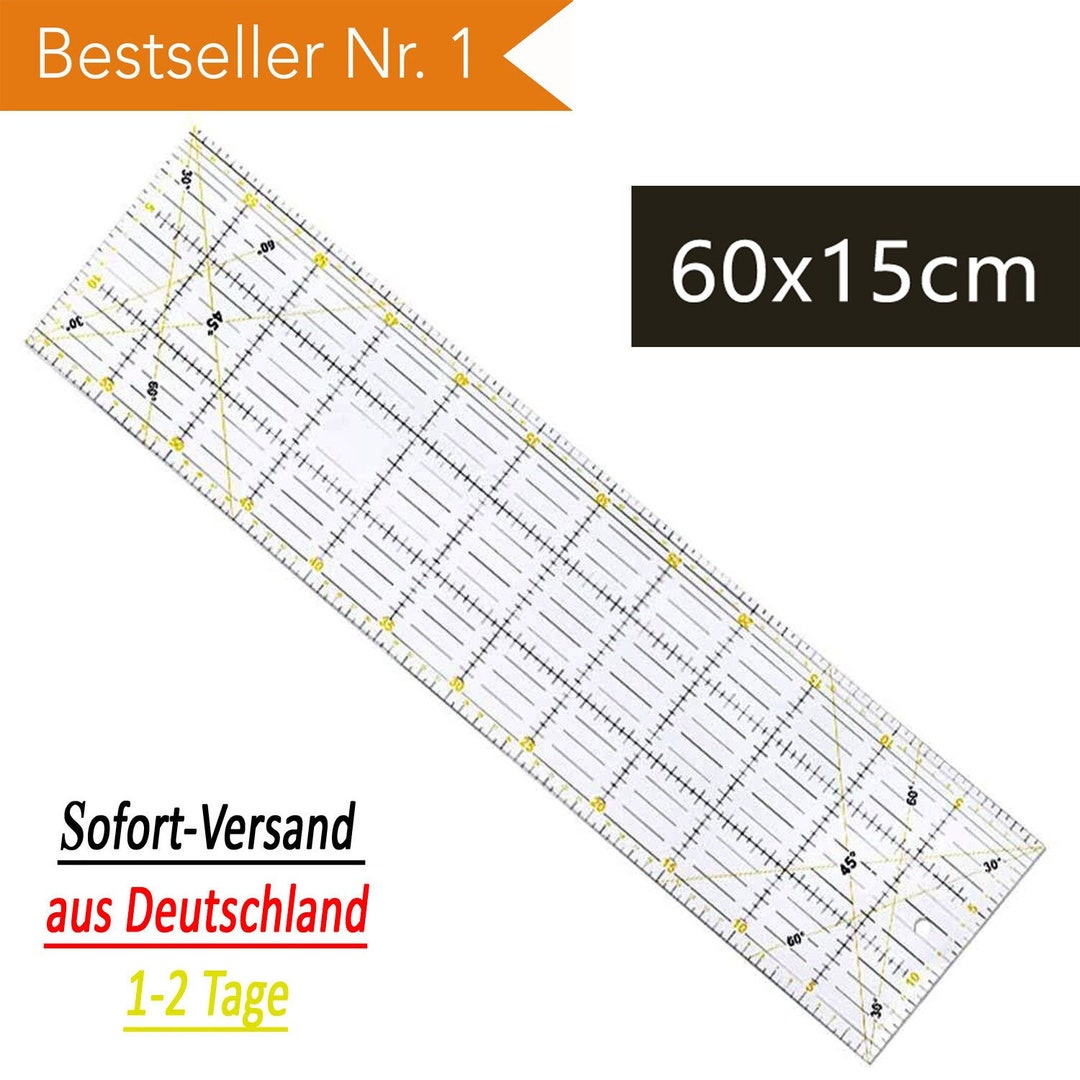 Premium Patchwork Ruler 60 Cm X 15 Cm Transparent 2-color Print Cm Grid ...