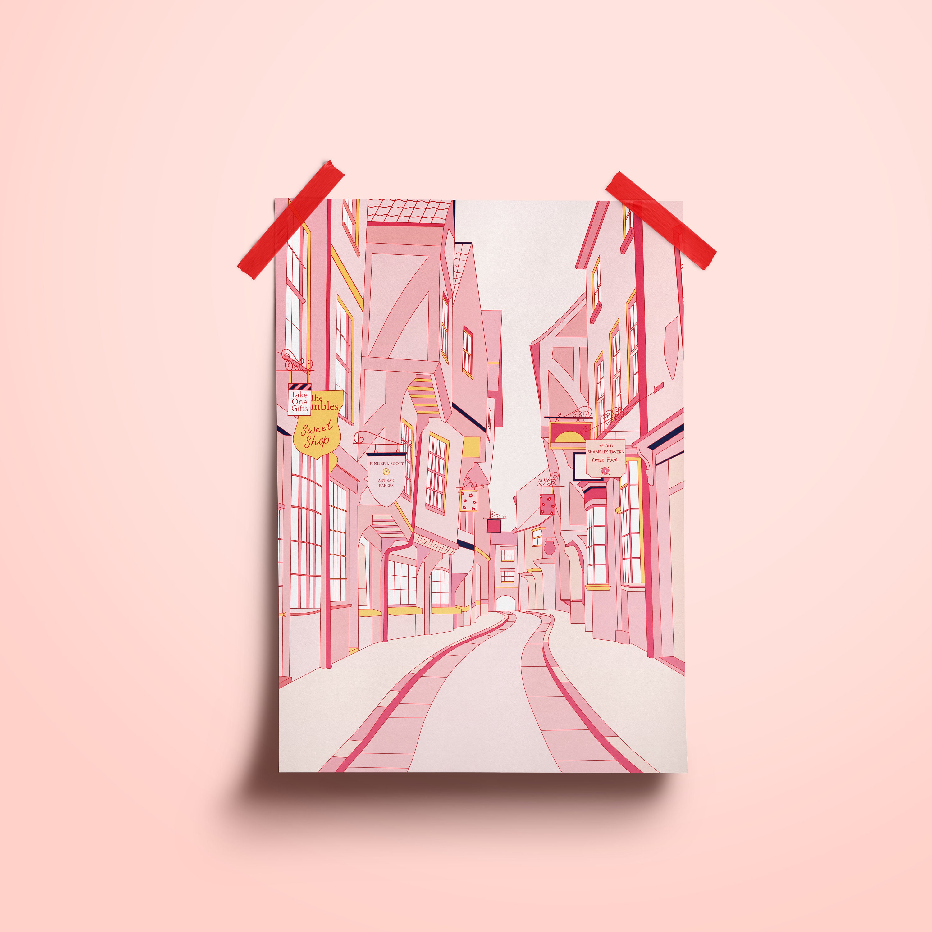 York 'the Shambles' Line Drawing Illustrated Print! - Etsy UK