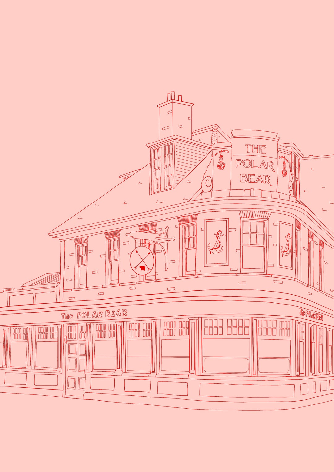 A4 Polar Bear Hull Line Drawing Print (more Colours Available) - Etsy