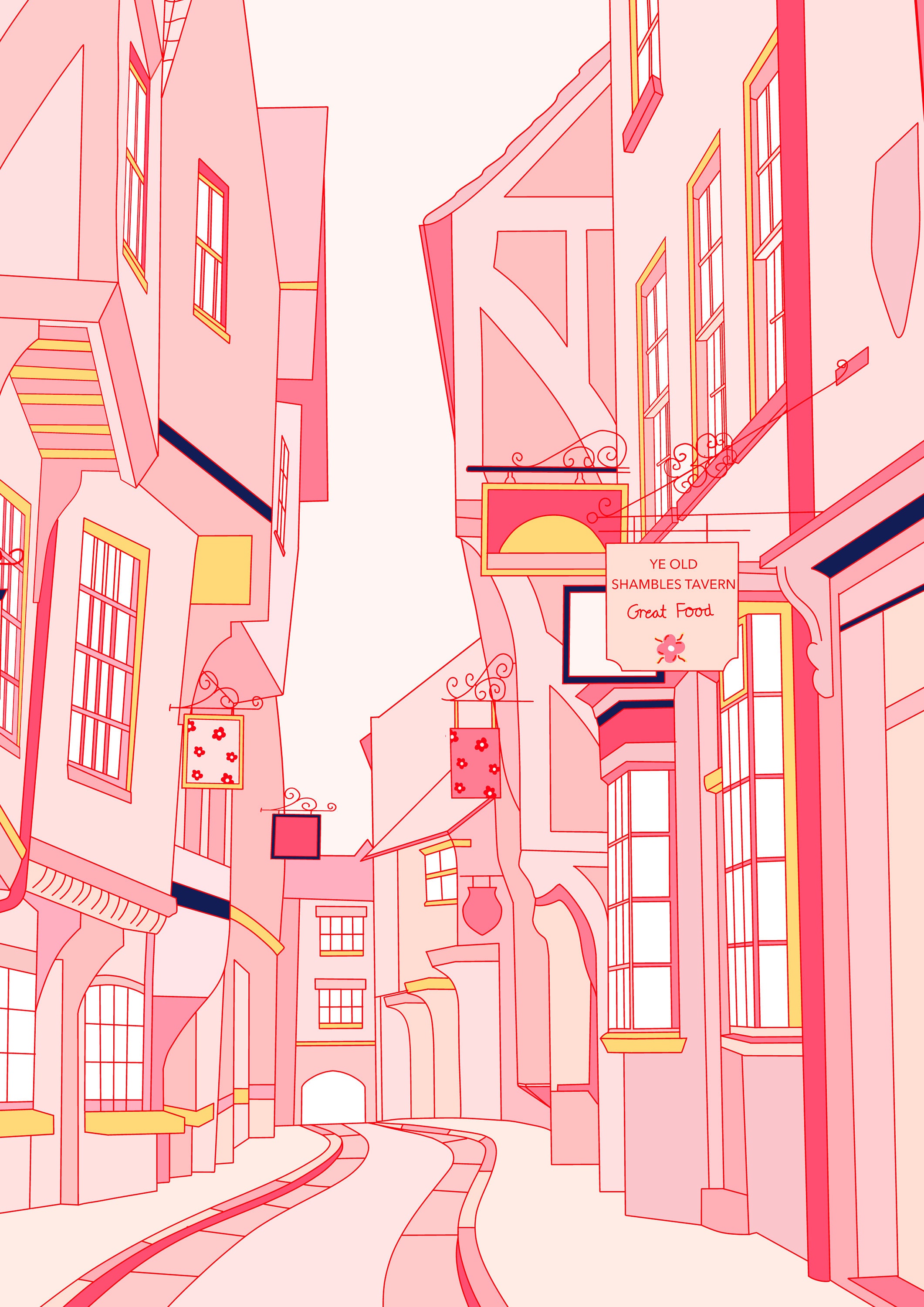 York 'the Shambles' Line Drawing Illustrated Print! - Etsy UK