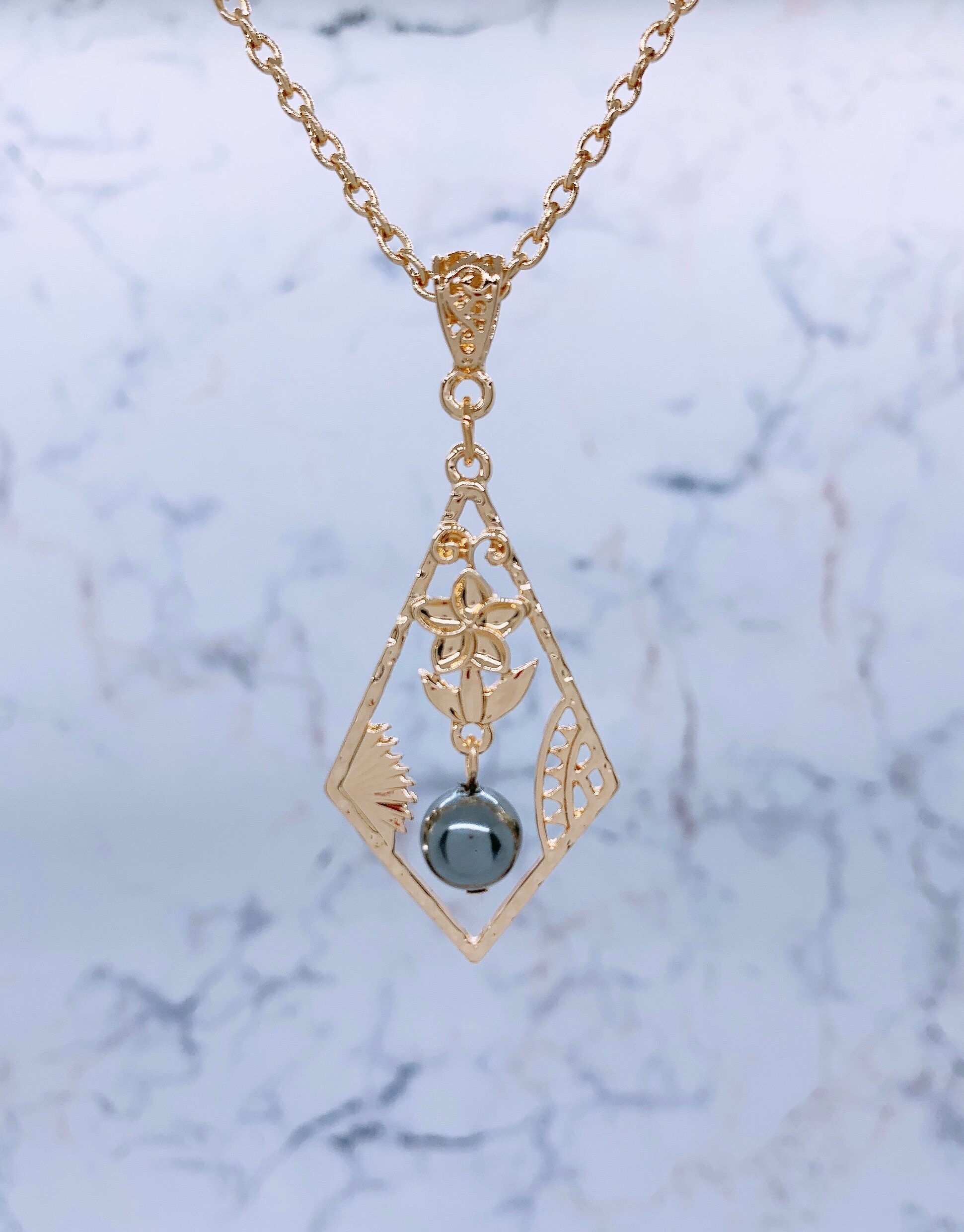 Hawaiian Plumeria Flower Diamond Shape with Shell Pearls | Etsy