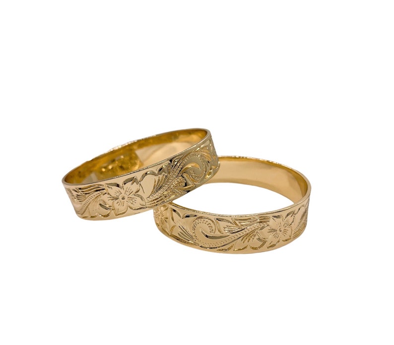 15mm Hawaii Hamilton Gold Flower Scroll Design Bangle - Etsy