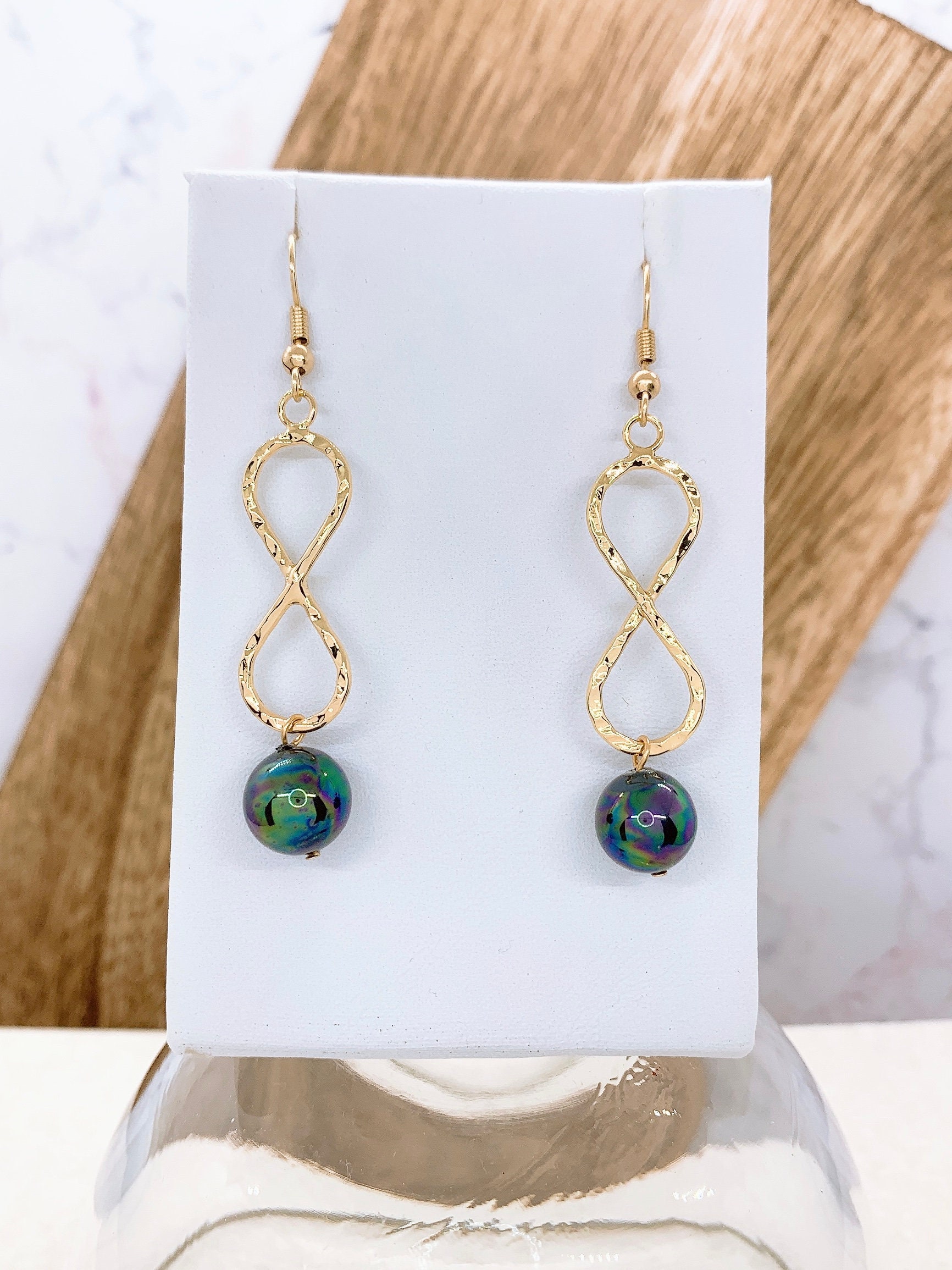 Wire Infinity With Shell Pearls Hamilton Gold Earring or | Etsy