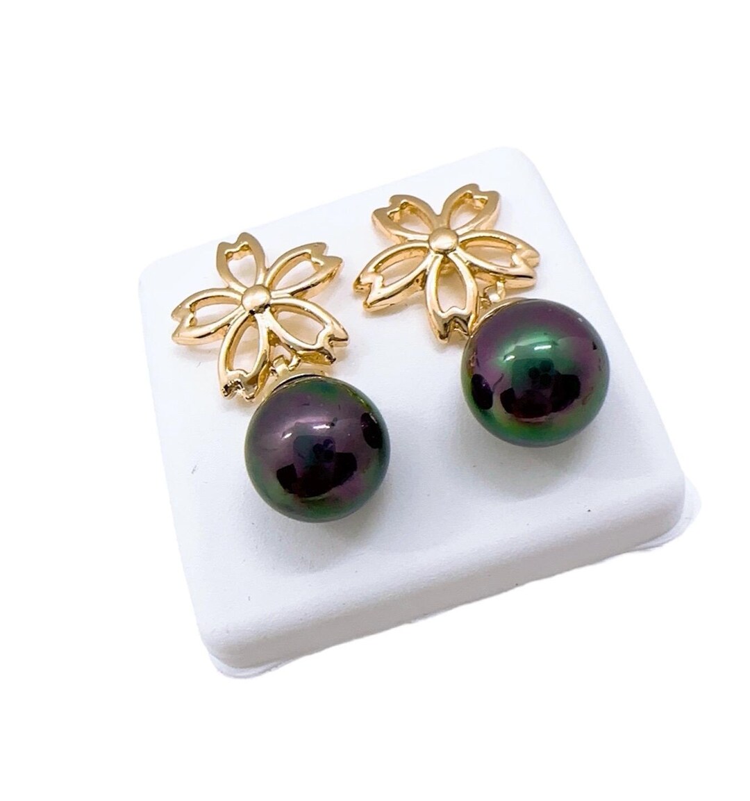 Cherry Blossom With Shell Pearls Hamilton Gold Stud Earring or Necklace ...