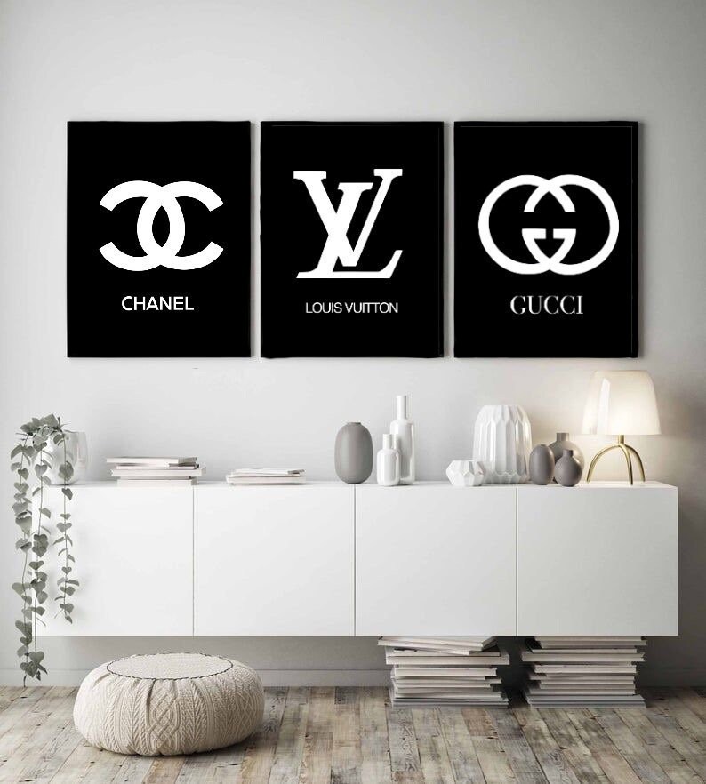 Set of 3 Logo Gucci Louis Vuitton and Channel wall art prints | Etsy