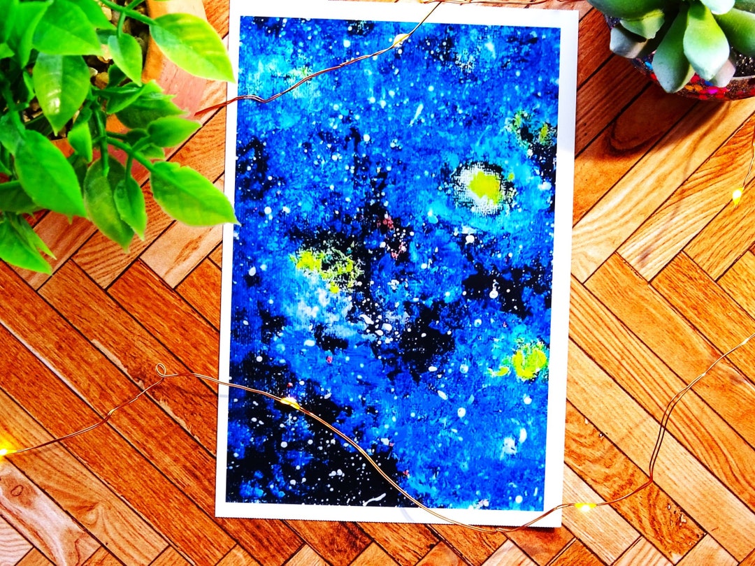 Blue Galaxy Print Outer Space Aesthetic Stars Celestial - Etsy