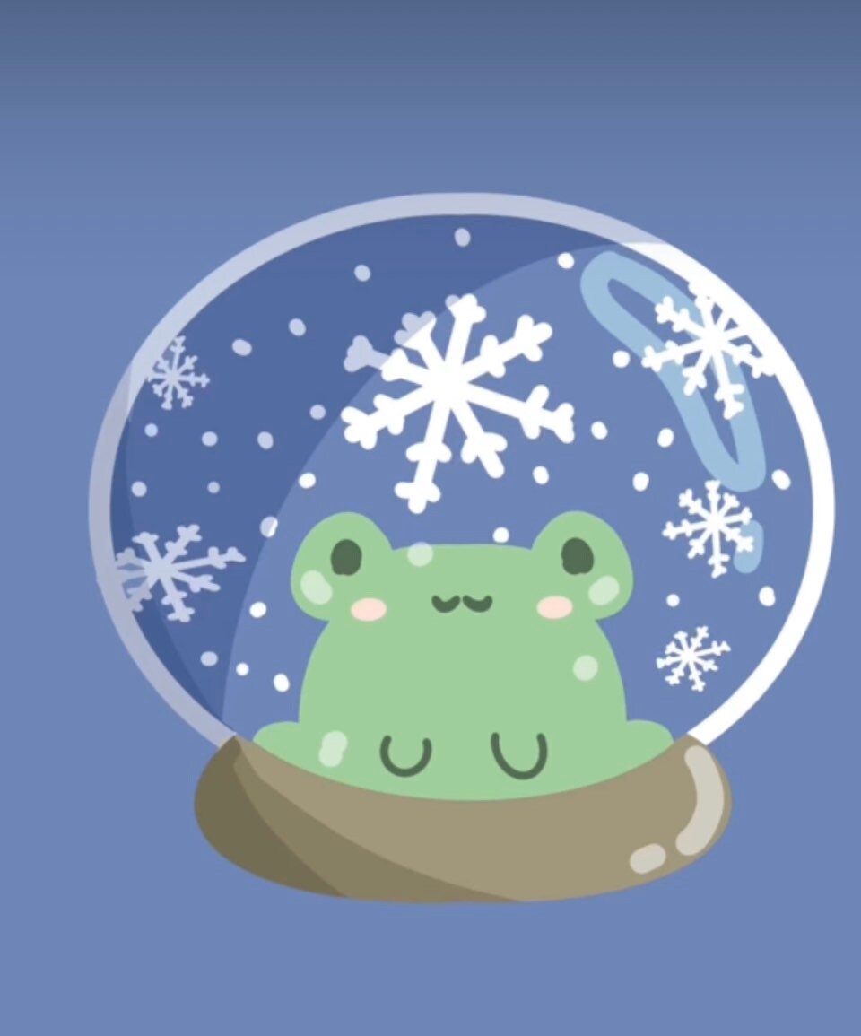 Froggy Snow Globe Print Kawaii, Pastel Aesthetic, Winter Colors - Etsy