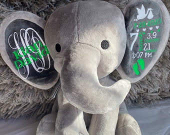 Birth Announcement Baby Elephant Personalized With Any Name, Dates ...