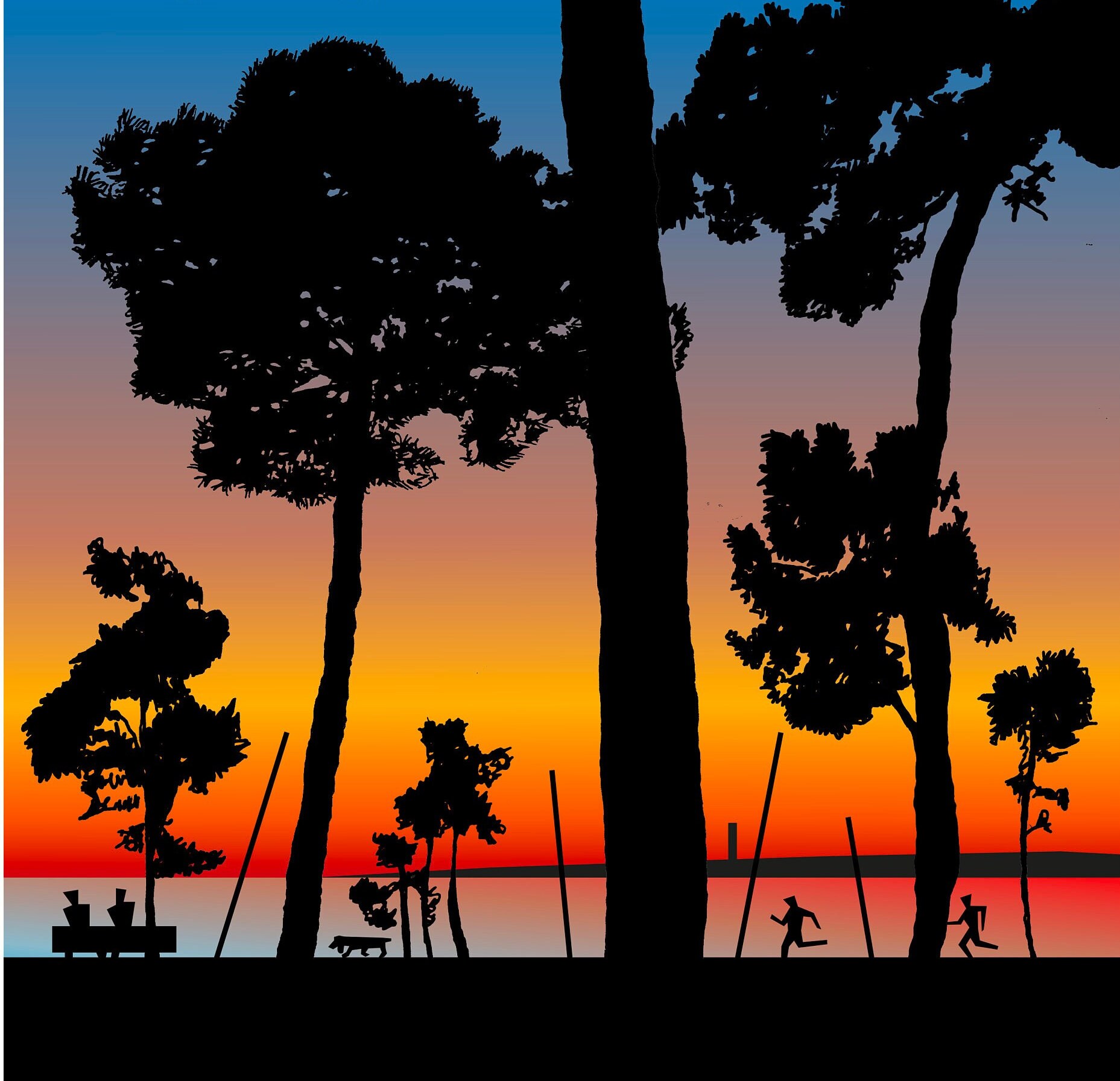 Arcachon Bay Illustration Art Print Andernos Drawing Sunset Poster ...