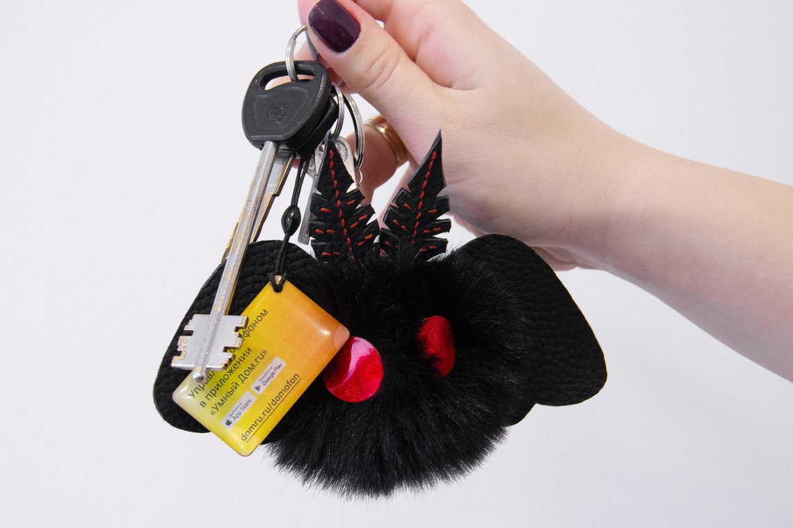 Mothman Plush Keychain Leather Accessorie With Cryptid Faux | Etsy