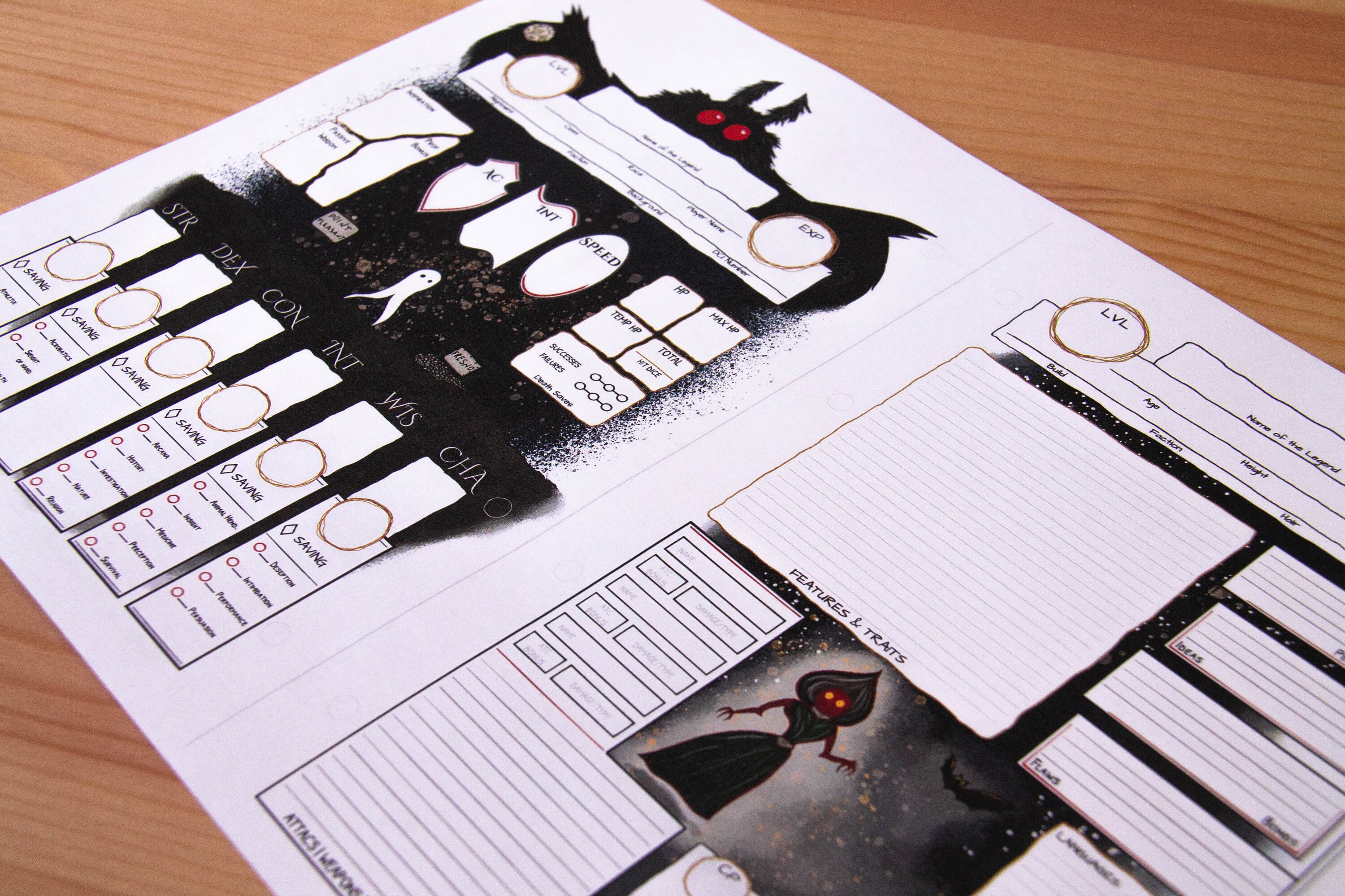 Cryptid Character Sheet Dnd: Mothman Fresno Nightcrawlers | Etsy