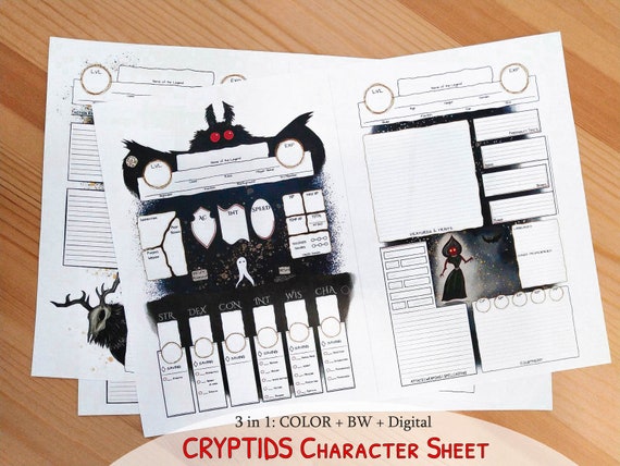 Cryptid Character Sheet Dnd: Mothman Fresno Nightcrawlers - Etsy