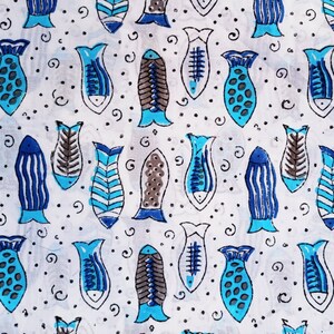 Beautiful Fish Print Fabric by the Yard Indian Cotton Fabric - Etsy