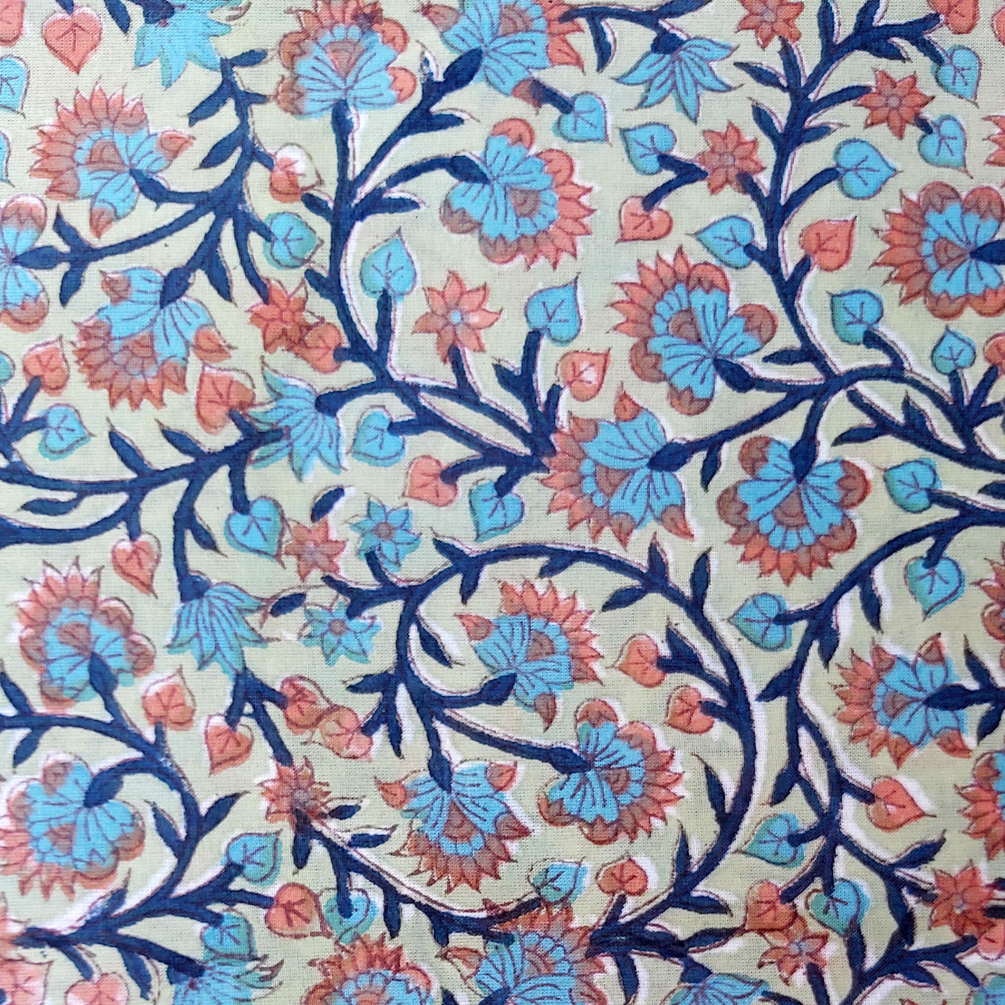 Indian Cotton Fabric by the Yard Block Print Fabric Bohemian - Etsy