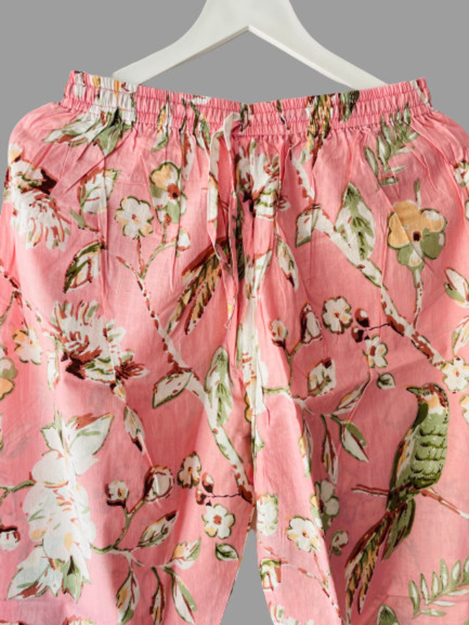Pink Bird Pajama Set: Indian Handmade Cotton Loungewear - Etsy