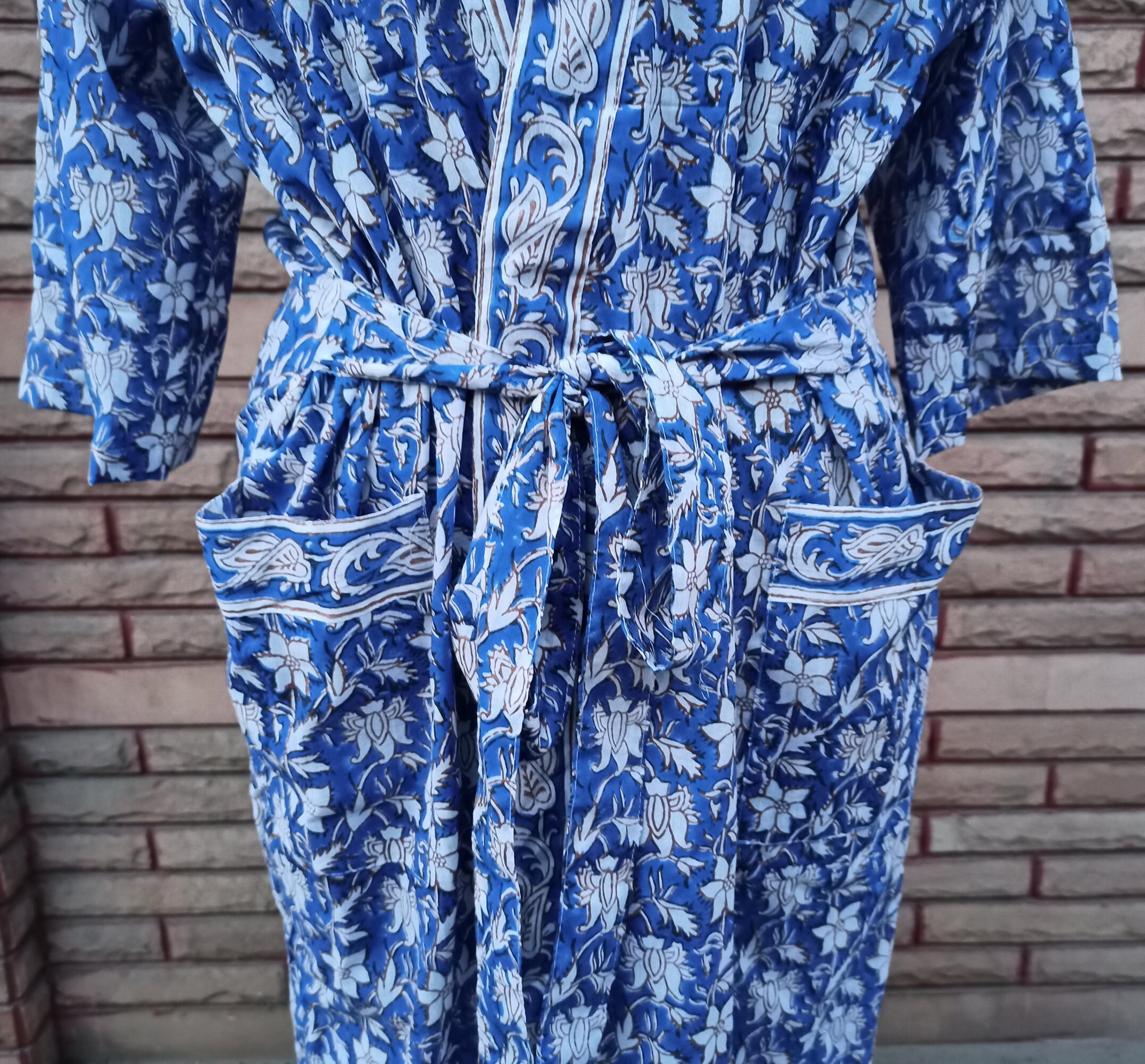 Floral Print Block Print Cotton Kimono Robes Japanese Kimono - Etsy