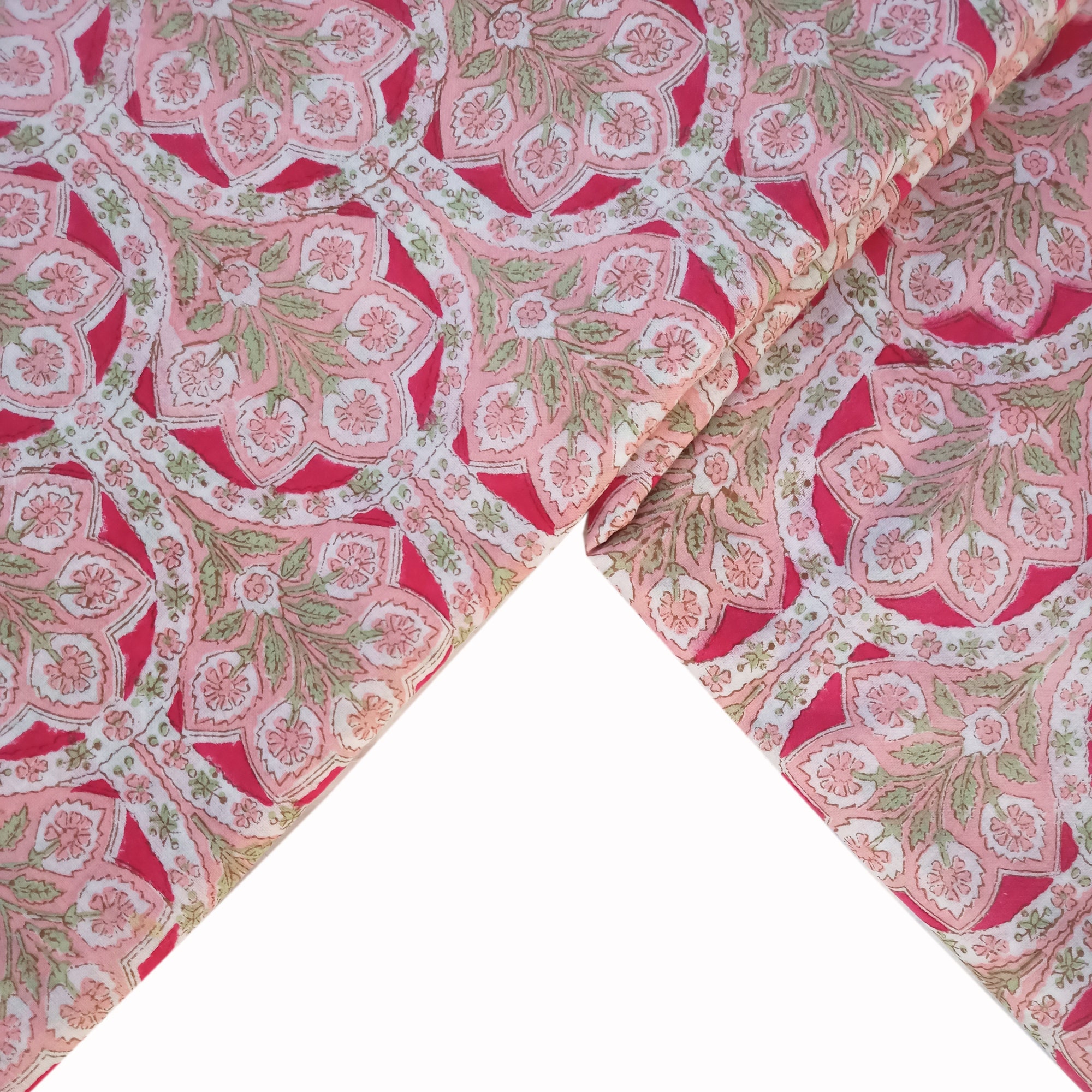 Pink Floral Cotton Fabric: Indian Block Print Dressmaking Fabric - Etsy