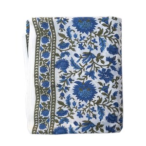 Blue Floral Block Print Fabric, Cotton Fabric by the Yard, Soft Cotton ...
