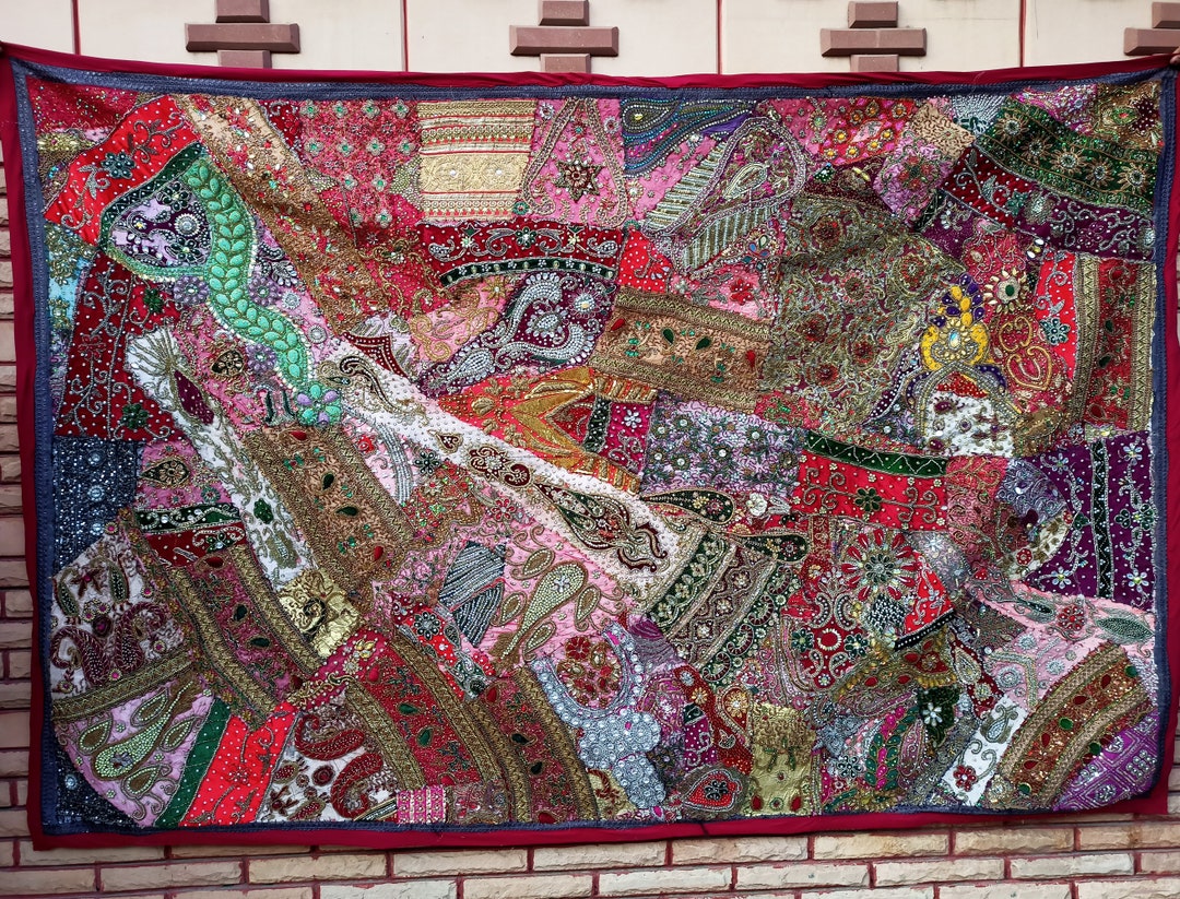 New Red Tapestry, All Hand Work Tapestry, Big Tapestry, Vintage Wall ...