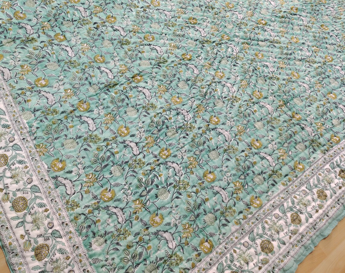 Indian Hand Block Print Quilt Soft Cotton Quilt Handmade | Etsy