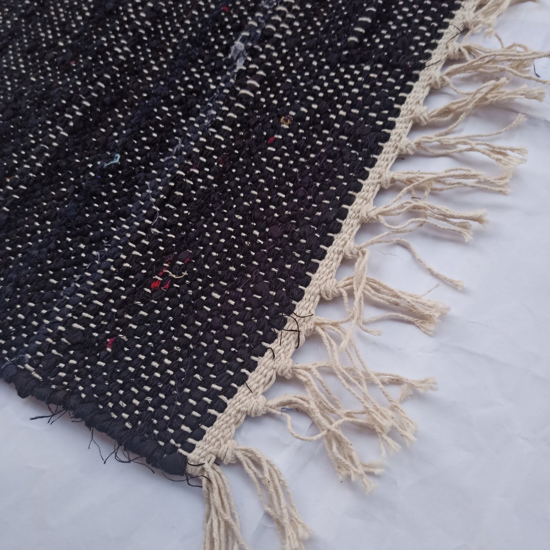 100% Cotton Handwoven Yoga Mat, Meditation Mat, Handmade Chindi Rag Rug ...