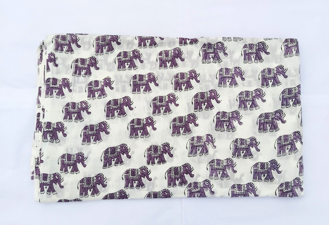 Elephant Print Soft Cotton Fabric Indian Hand Block Print - Etsy