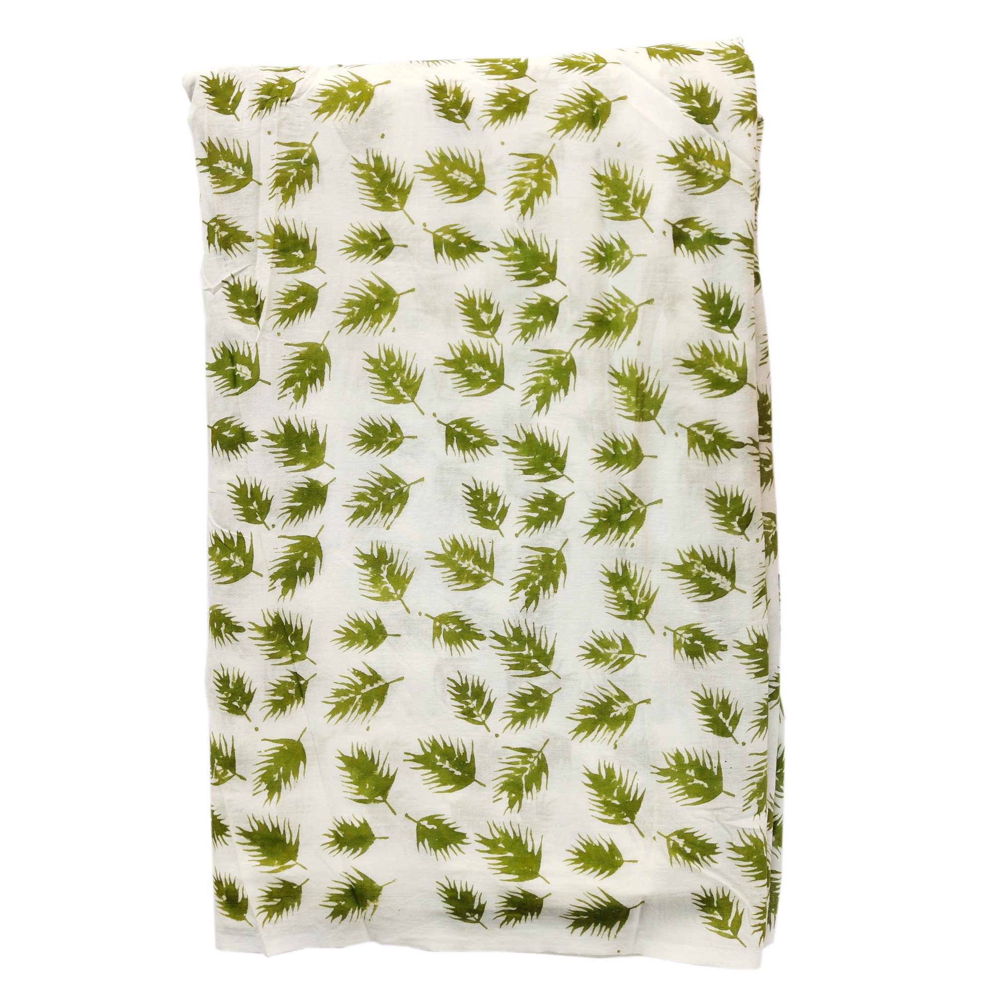 Green Leaf Print Block Print Fabric Cotton Fabric Indian - Etsy