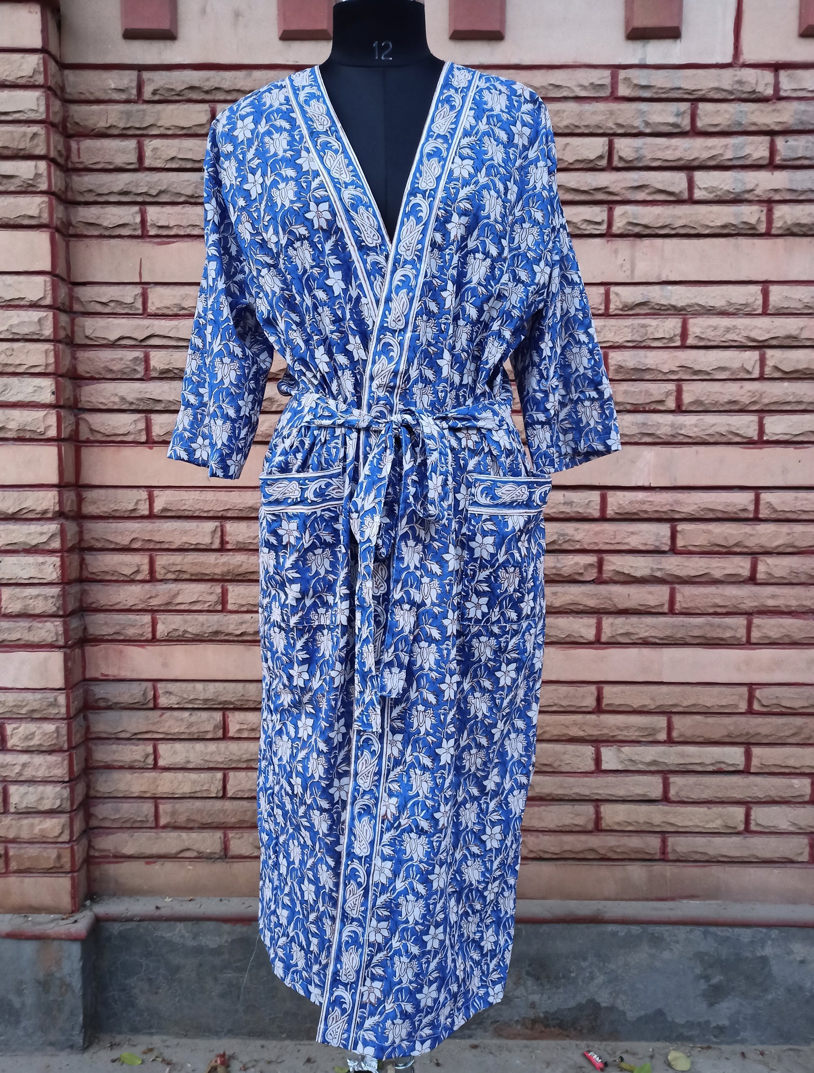 Floral Print Block Print Cotton Kimono Robes Japanese Kimono - Etsy