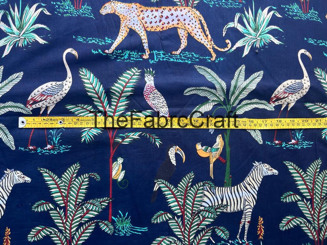 New Jungle Print Soft Cotton Fabric, India Handmade Fabric by the Yard ...