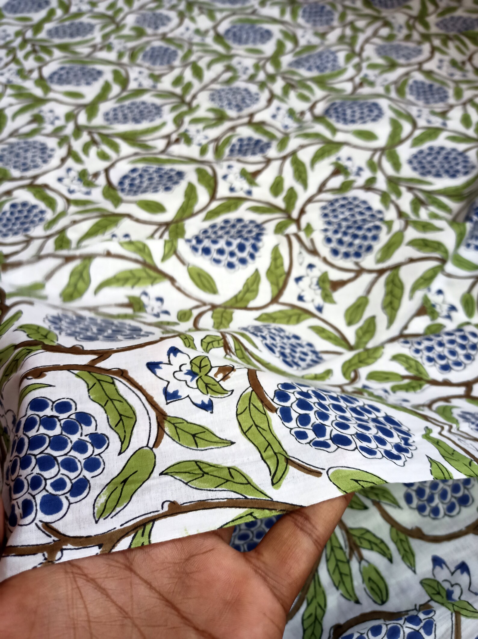 Sanganeri Print Soft Cotton Fabric by the Yard Indian Hand | Etsy