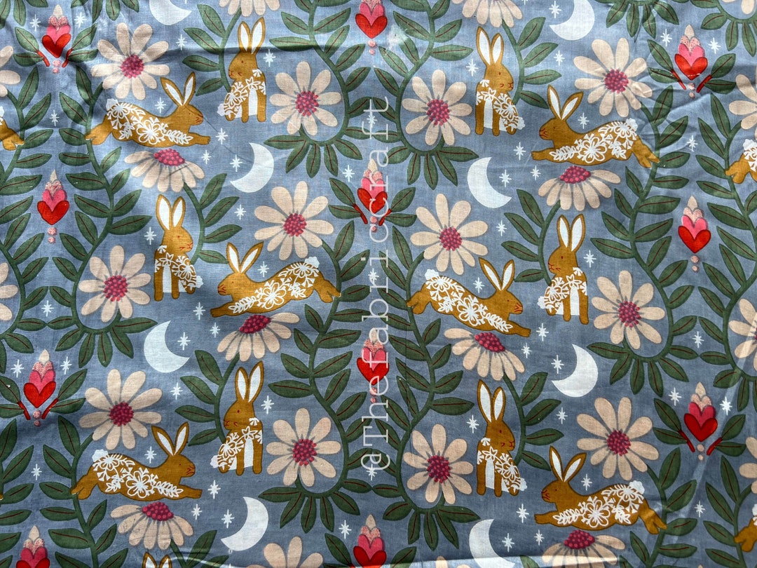 Gray Rabbit 100% Pure Soft Cotton Fabric, Kids Fabric by the Yard ...
