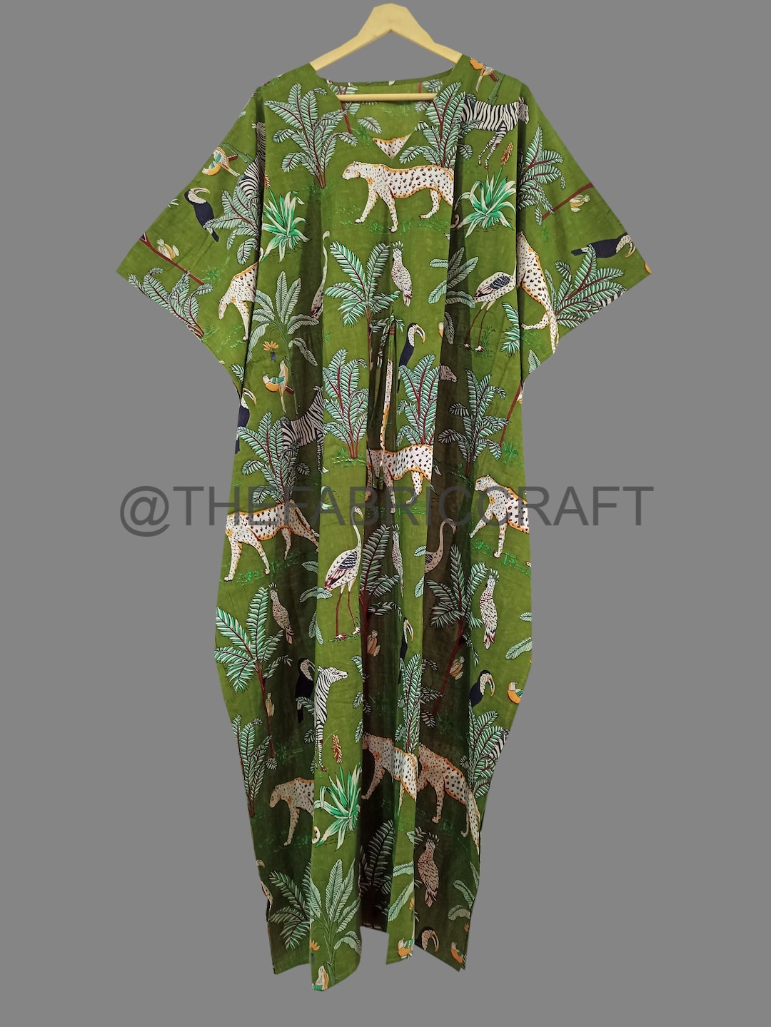 Indian Soft Cotton Caftan, New Jungle Print Cotton Kaftan, Maxi Dress ...