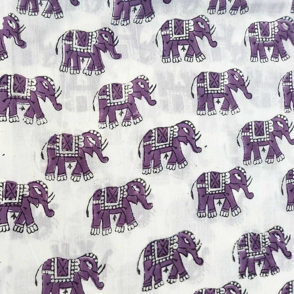 Elephant Print Soft Cotton Fabric Indian Hand Block Print - Etsy