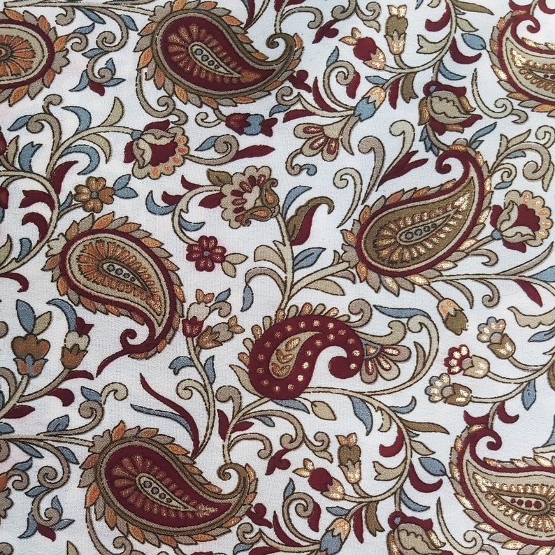 Paisley Print Crepe Silk Fabric: Indian Bridal Dress Fabric - Etsy