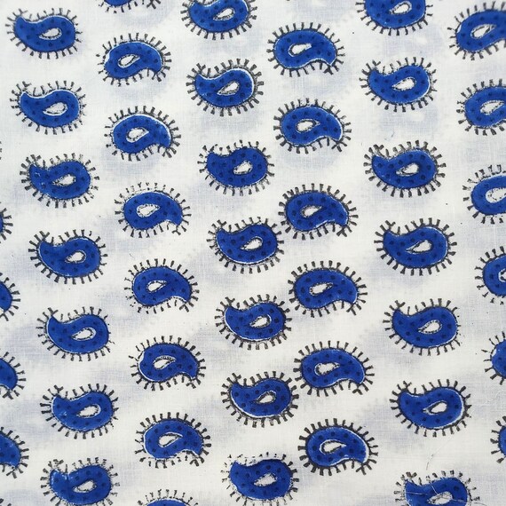 Beautiful Blue Color Paisley Design Soft Cotton Fabric by the | Etsy