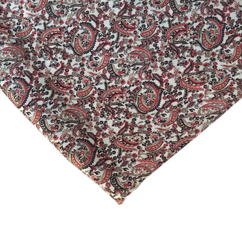 Red Paisley Print Silk Fabric Dress Fabric by the Yard Silk | Etsy