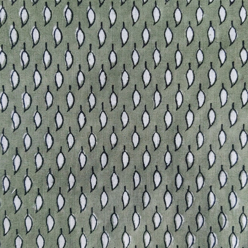 Green Block Print Fabric Indian Cotton Fabric Hand Block | Etsy