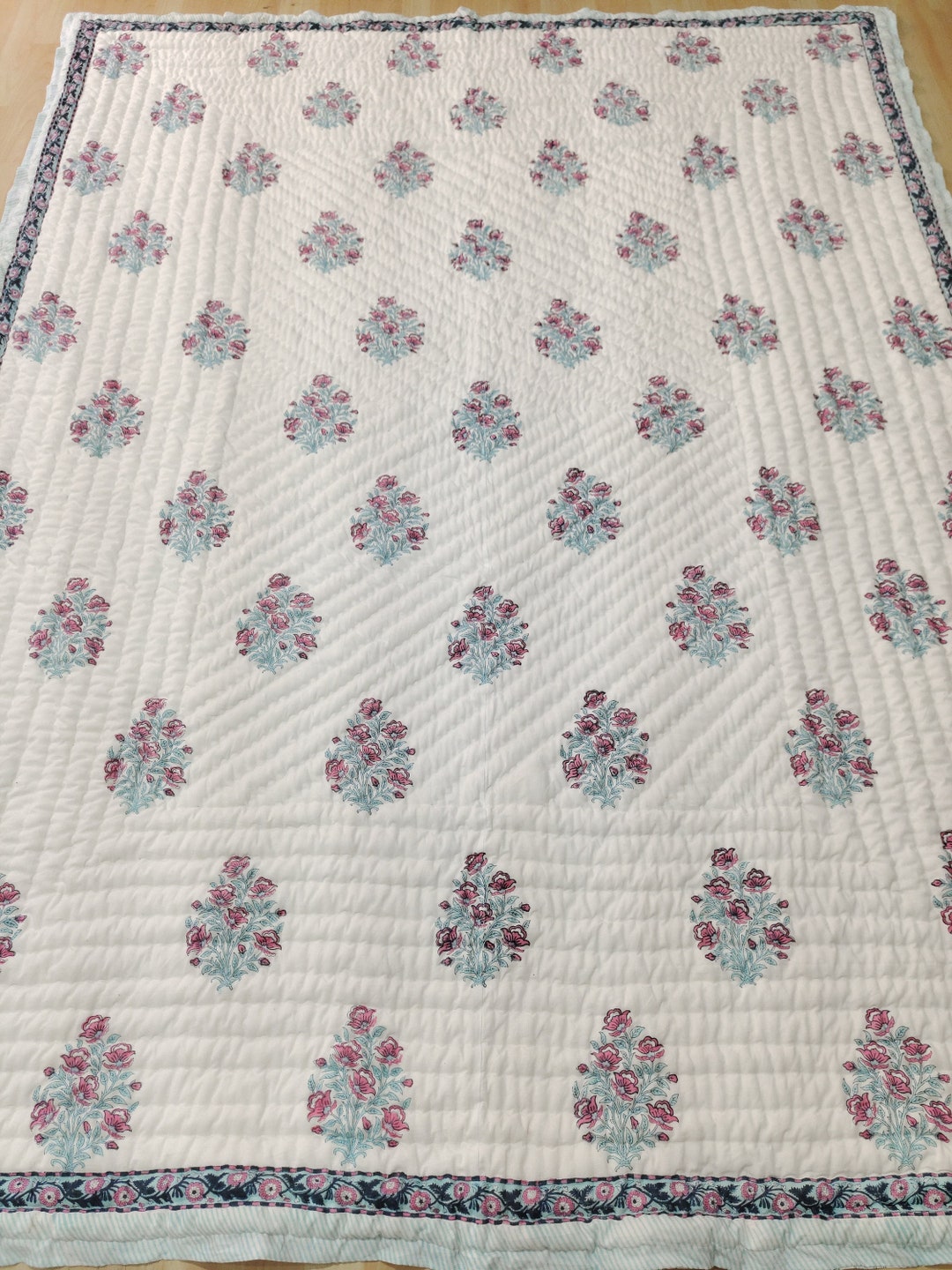 Reversible Quilt, Block Print Quilt, Handmade Quilt, Twin Quilt, King ...