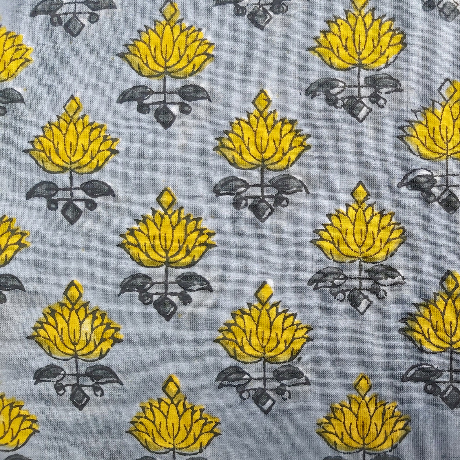 Yellow Floral Print Fabric Block Print Fabric Indian Cotton - Etsy