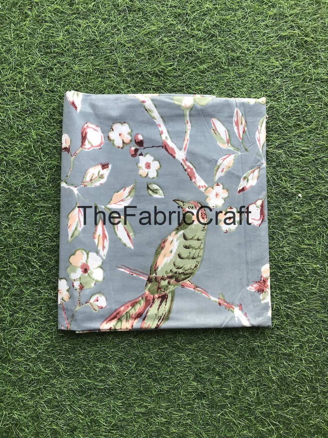 Hand Block Printed Bird Fabric: Indian Cotton Fabric by the Yard - Etsy