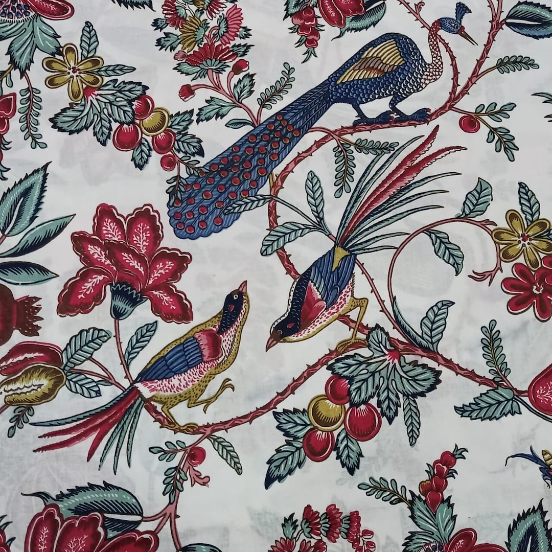Beautiful New Bird Print Cotton Fabric, Indian Handmade Soft & Pure ...