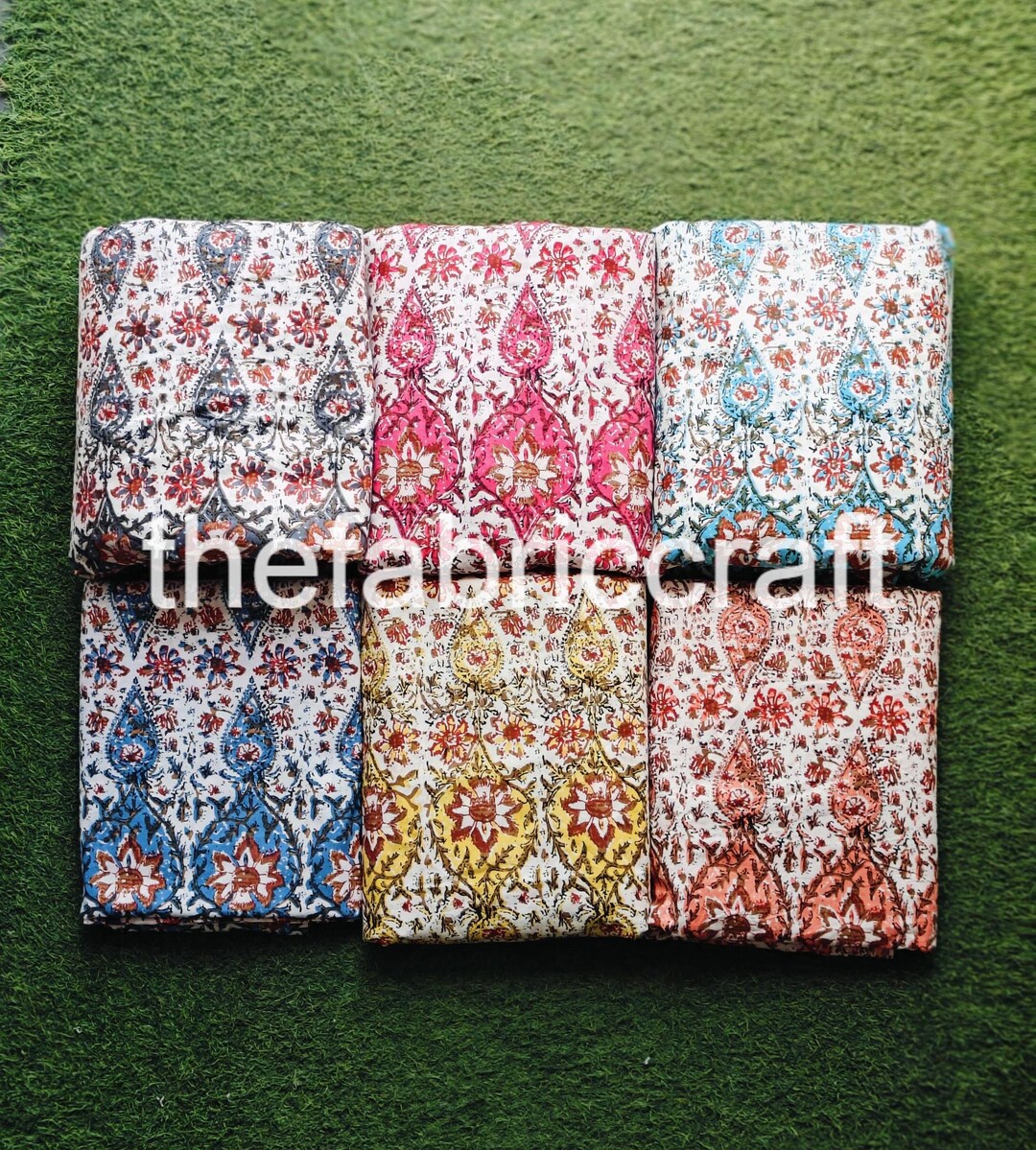 Hand Block Print Cotton Fabric: Floral Dress Making Fabric by the Yard ...