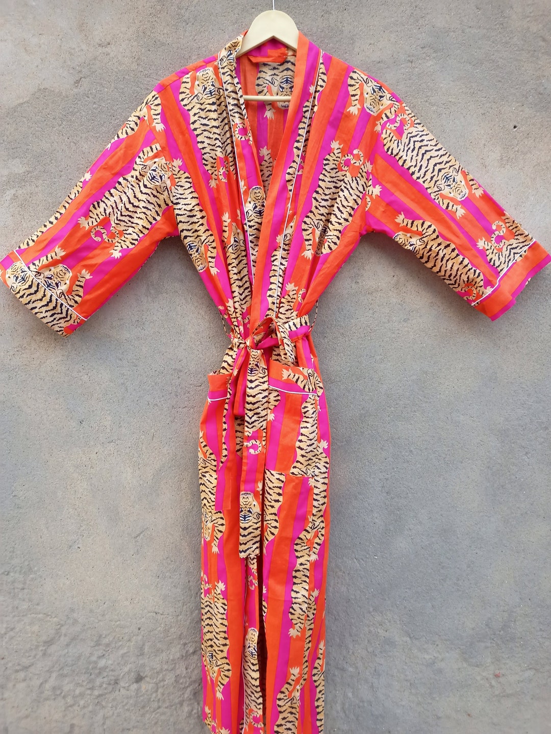 New Animal Print Kimono Robe, Indian Soft Cotton Kimono, Japanese ...