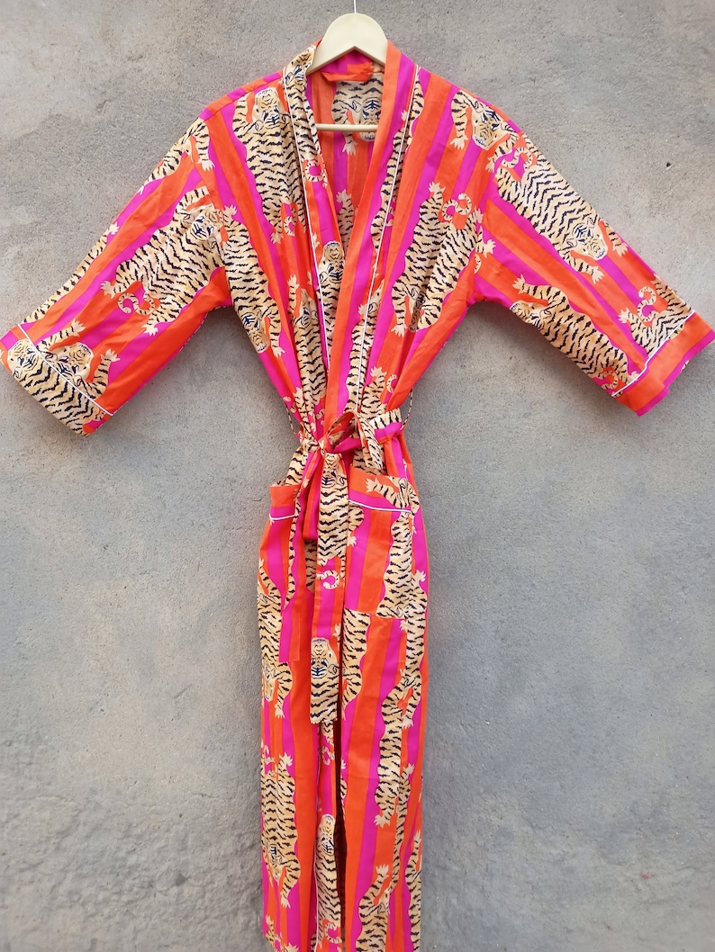 New Animal Print Kimono Robe Indian Soft Cotton Kimono - Etsy