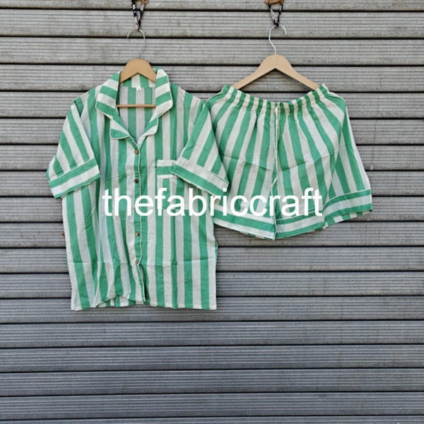 Green Striped Pajamas - Etsy