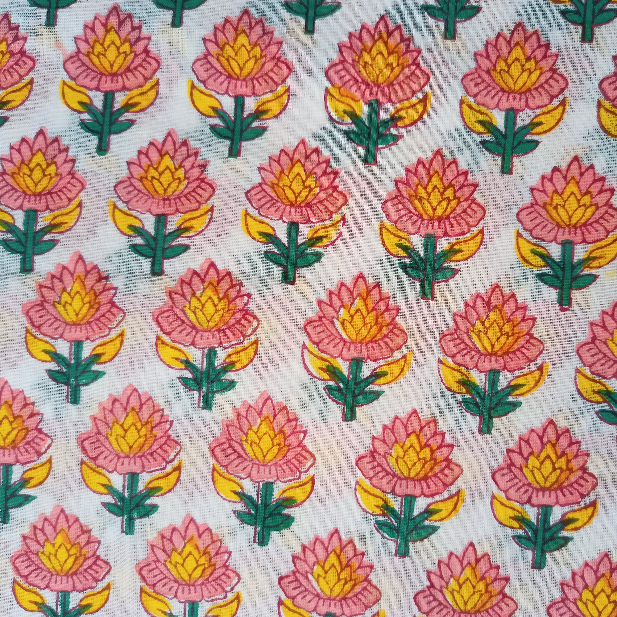 Floral Print Block Print Fabric Indian Block Print Fabric - Etsy
