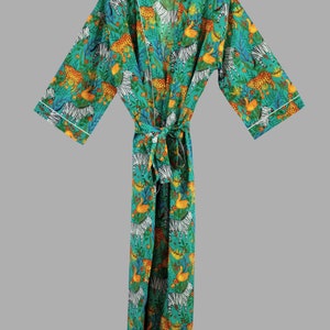 Indian Pure Cotton Kimono Robe, Zebra & Tiger Print Kimono, Handmade ...