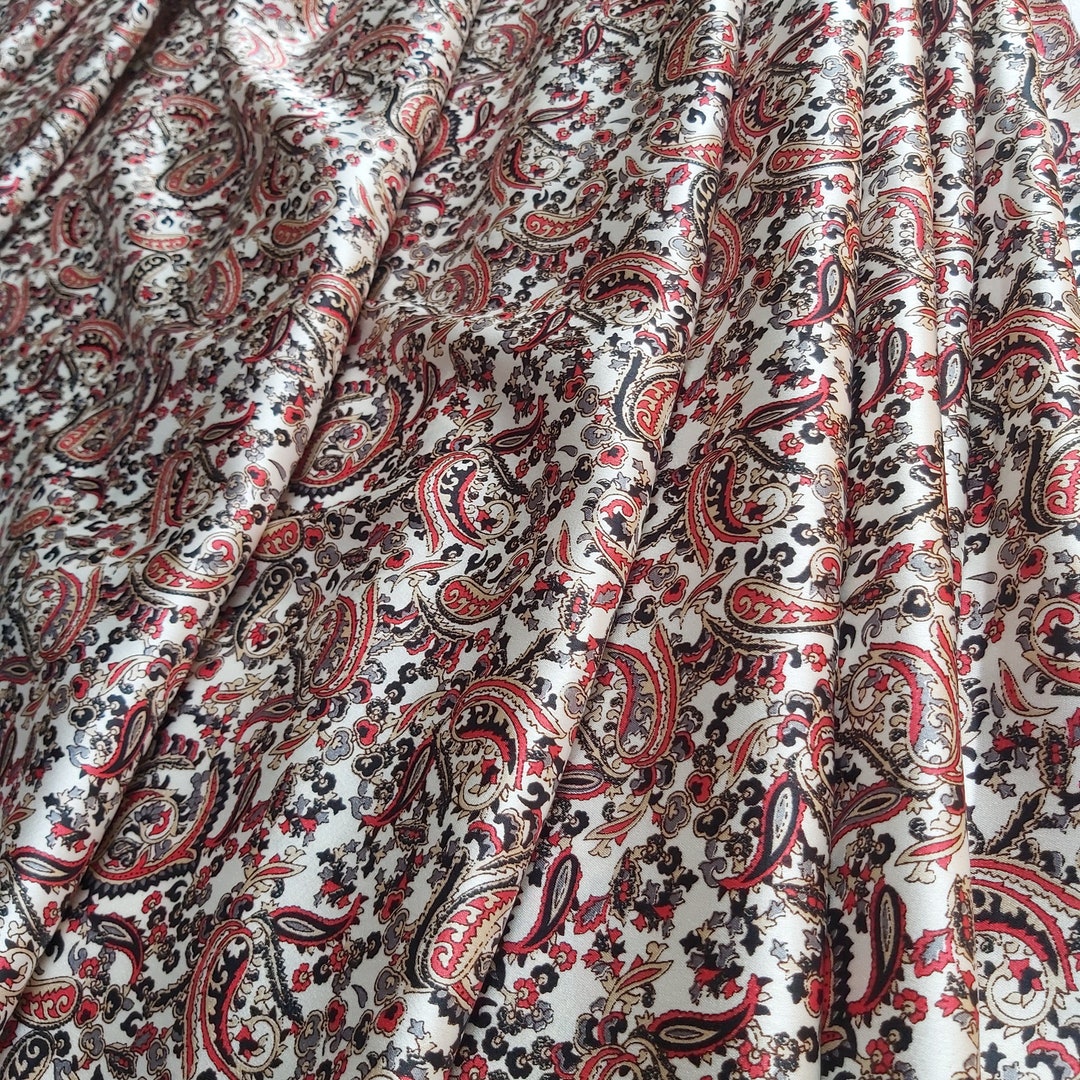 Red Paisley Print Silk Fabric Dress Fabric by the Yard Silk - Etsy